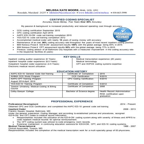 Moore Resume 4 | DOCX | Healthcare Industry | Industries