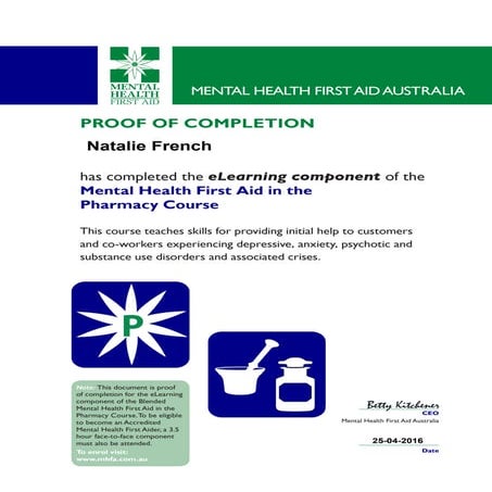MHFA Certificate | PDF