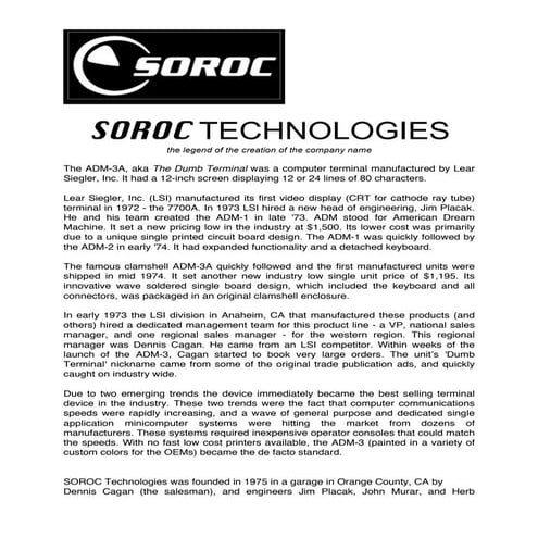 SOROC TECHNOLOGIES the name | PDF