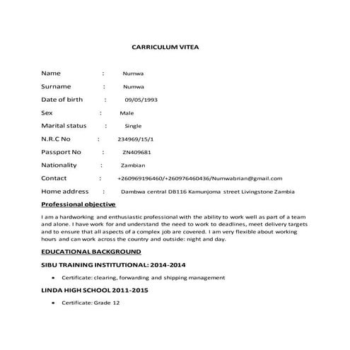 CARRICULUM VITEA numwa[1] | DOCX