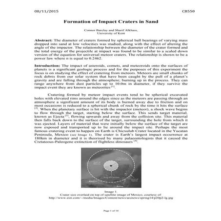 Formation of Impact Craters in Sand | PDF