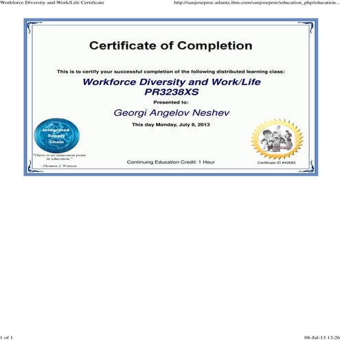 Workforce Diversity and Work_Life Certificate | PDF