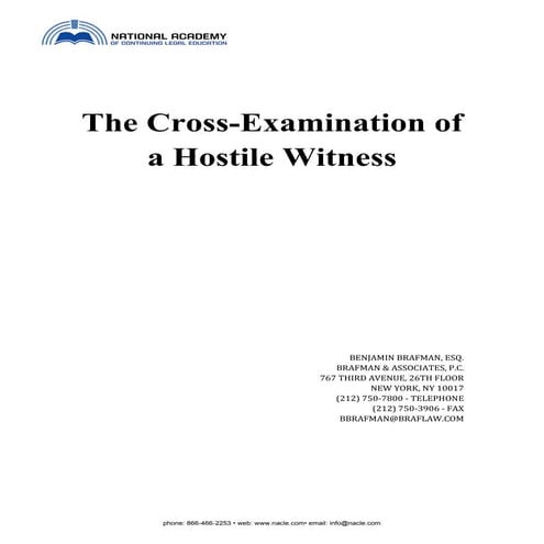 CLE The Cross Examination of a Hostile Witness SKL550 | PDF