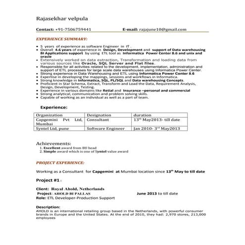 Production Support_ETL_Informatica Developer_raja_velpula_5yrs | DOC