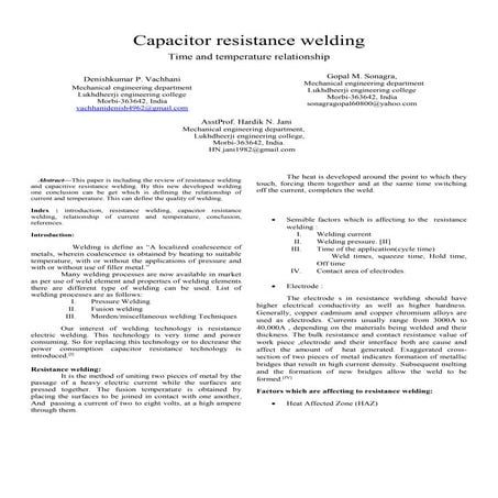 Capacitive Discharge Welding | PPTX