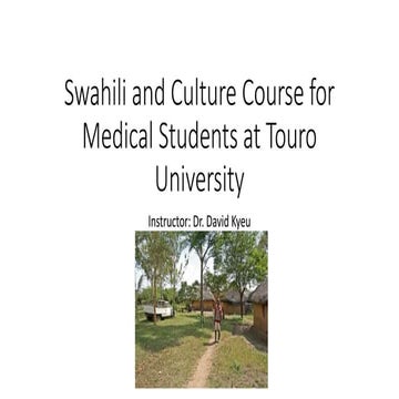 Swahili and Culture Course for Medical Students at Touro University | PPTX