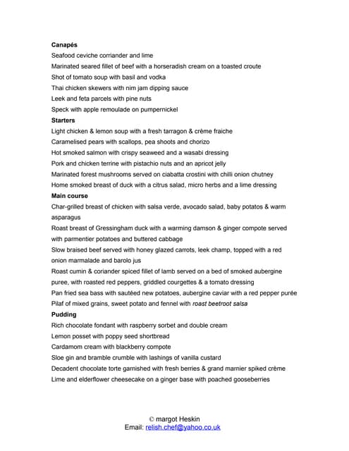 Cater inc - corporate catering menu | PDF