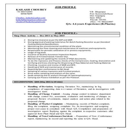 JOB PROFILE | DOCX