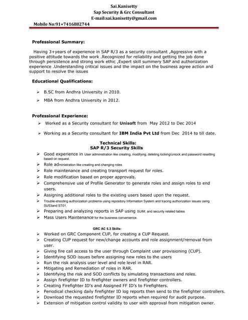 Anil kumar sap security & GRC | PDF | Computer Software and Applications | Computing