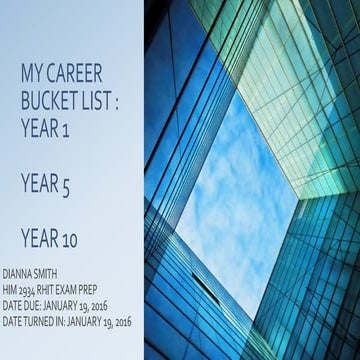 MY CAREER BUCKET LIST | PPTX | Medical Health