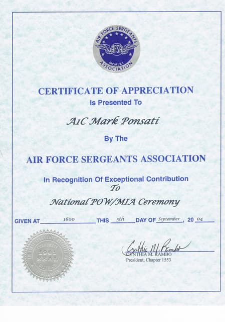 Ponsati Honorable Discharge - USAF | PDF