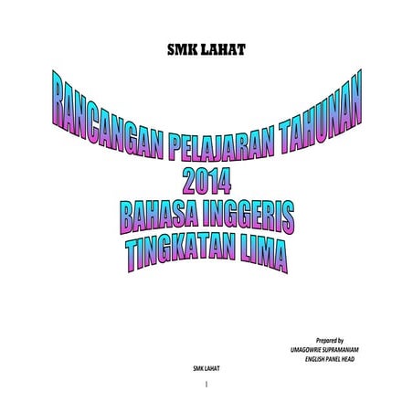 Form 5 English Language Scheme of Work 2014 | DOC