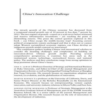 China's Innovation Challenge - TOC and Chapter 1 | PDF