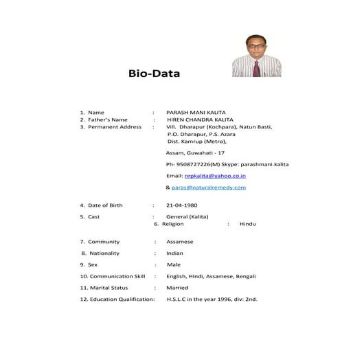 Parash Bio-Data | DOC
