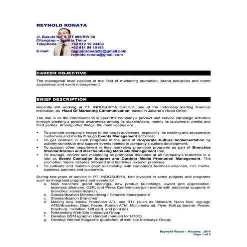 IELMY RESTINA (CV) | PDF