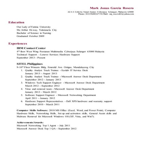 Resume_Mark Jonas Rosero | PDF