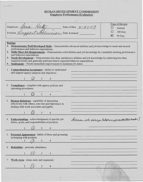 Probation Review Template for startups in the early stages | DOCX