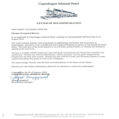 Recommendation from Admiral Hotel | PDF