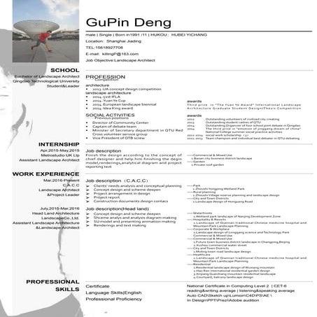 CV of Gupin Deng | PDF