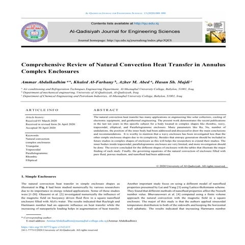Review Article on Natural Convection Heat Transfer | PDF