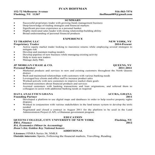 Ivan Hoffman Resume | PDF