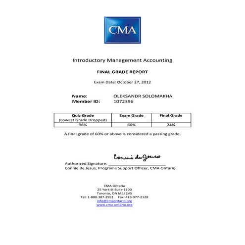 CMA - MA exam | PDF