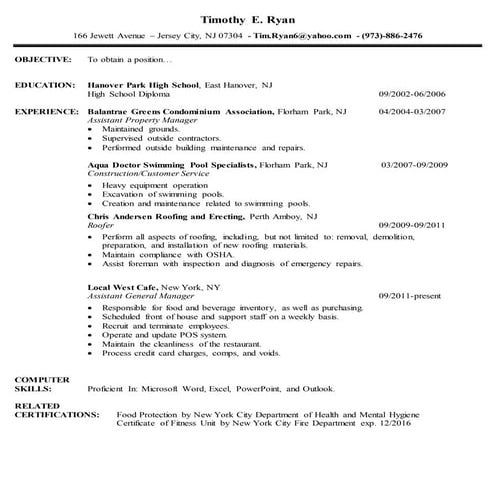 Tim Ryan Resume | PDF