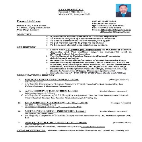 CV Rana Riasat Ali[D] _1_ | PDF | Business Accounting & Finance | Business