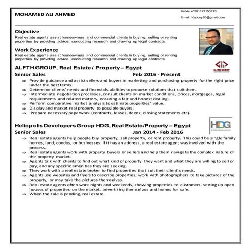 Mohamed Ali New CV (1) | DOCX | Real Estate Industry | Industries
