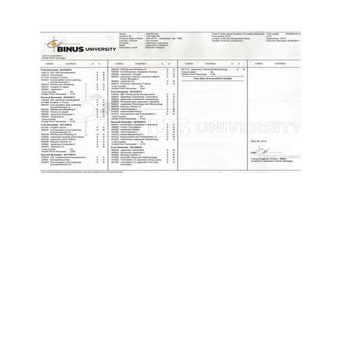 Transcript Binus | PDF