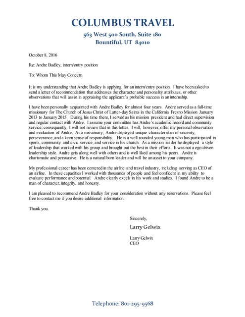 a letter of reference from Mrs. Laverne Smith | PDF