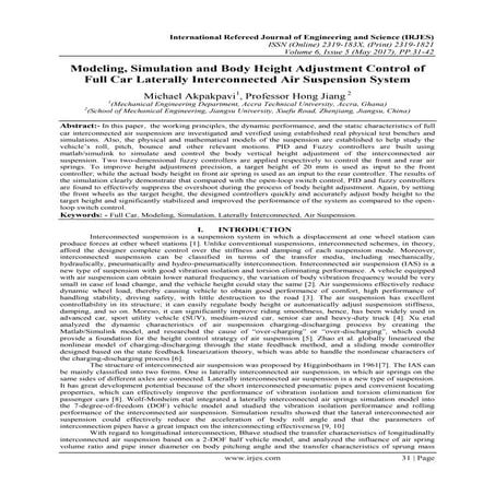 Modeling, Simulation and Body Height Adjustment Control of Full Car ...