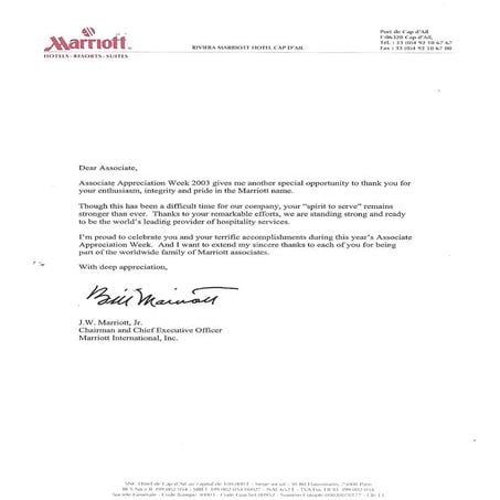 MARRIOTT Thank U note 2003 | PDF