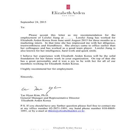 Lorellei Recommendation Letter | PDF