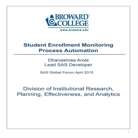 SAS Global Forum 2015 Presentation | PDF