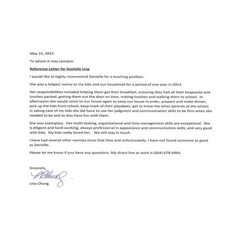 Reference Letter from Lina | PDF