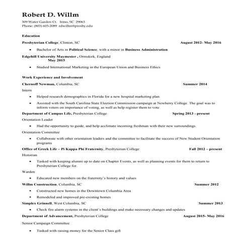 Rob's Resume updated | DOC