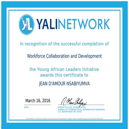 YALI_Certificate workforce collaboration & development | PDF