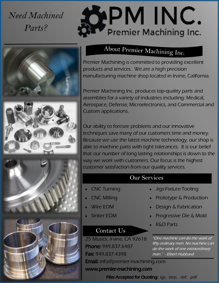 Premier Machining Flyer