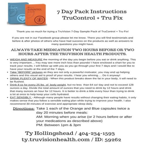 7 Day Pack InstructionsTruControl + Tru Fix | PDF