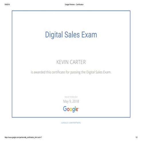 Digital Sales Exam Certificate | PDF | Sales | Business