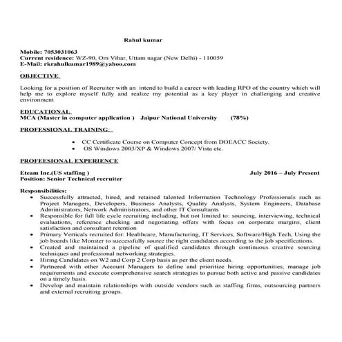 Rahul kumar | DOC | Career Advice | Careers