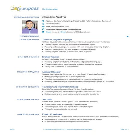 Cv Europass 2017 | PDF