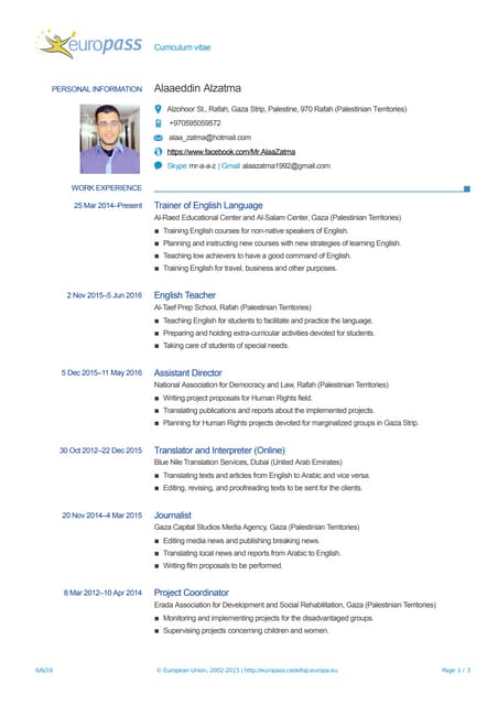Cv Europass 2017 | PDF