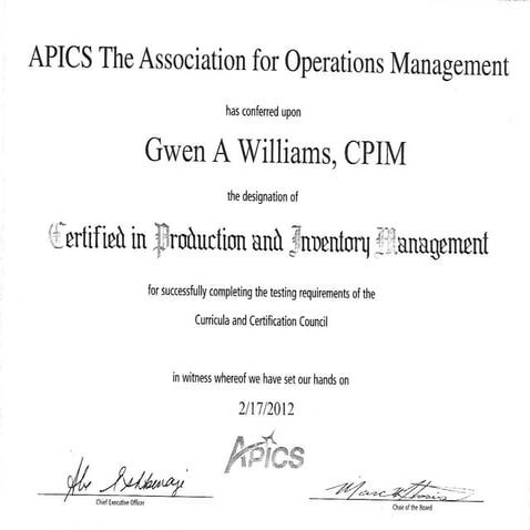 APICS Certificate | PDF
