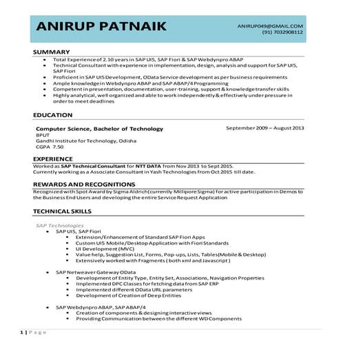 Anirup 2016 Resume | DOCX