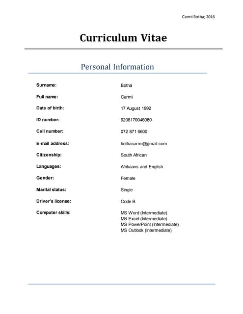 BCOM Certificate C Botha | PPT