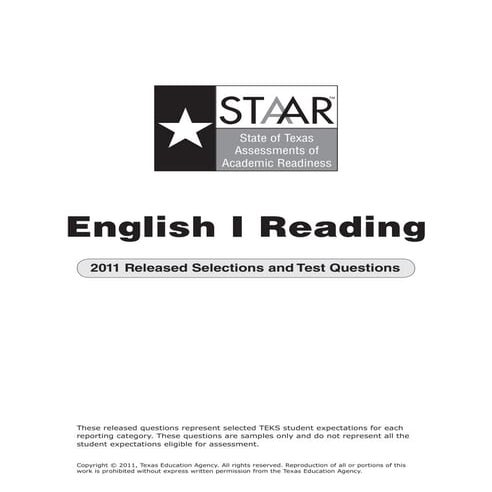 STARR_English I_2011 Released Test | PDF