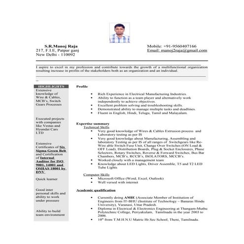 MANOJ Resume | DOC