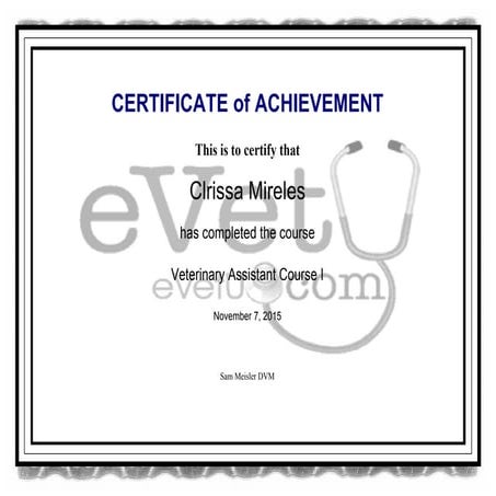 vet assisant certificate | PDF